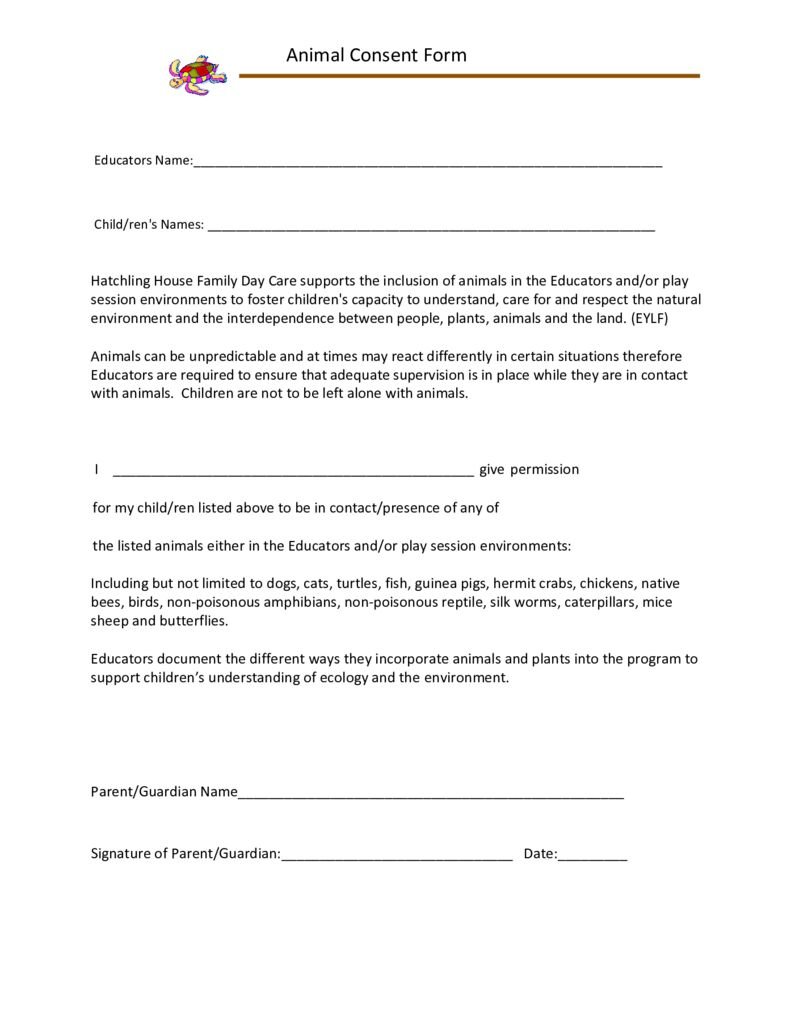 Animal Permission Form - Hatchling House